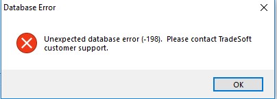 When trying to delete an Operation Code receiving error message -198 ...
