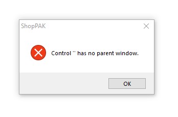 Control " has no parent window - TradeSoft, Inc.